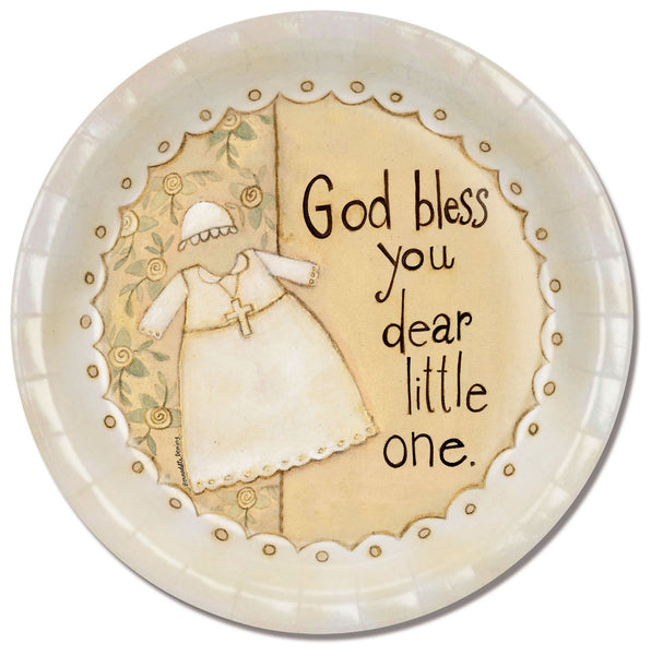 Baptism Paper Plates: God Bless You Dear Little One – Divinity Boutique